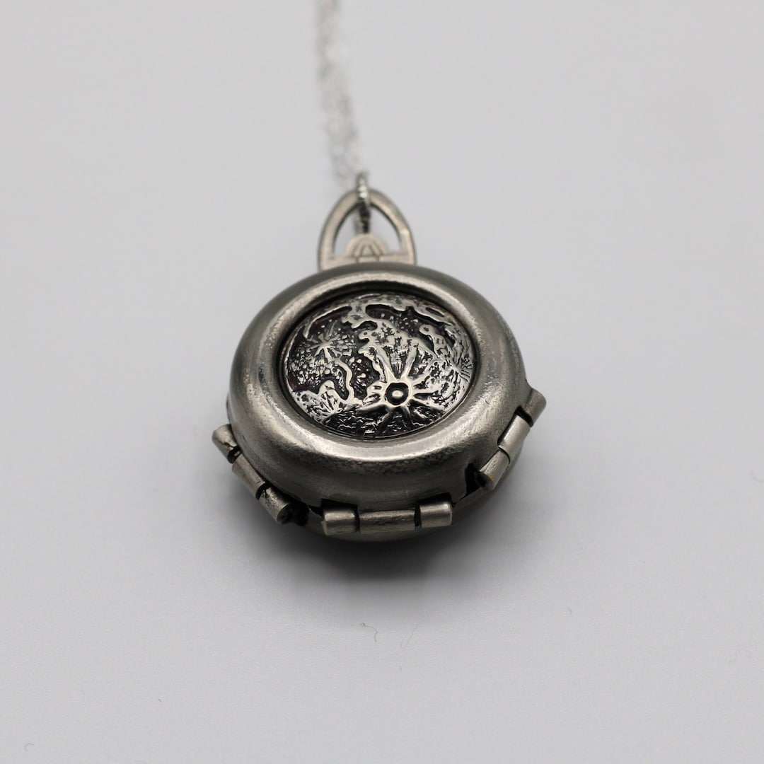Sterling Silver Moon Four-way Locket Necklace Family Album Lockets ...