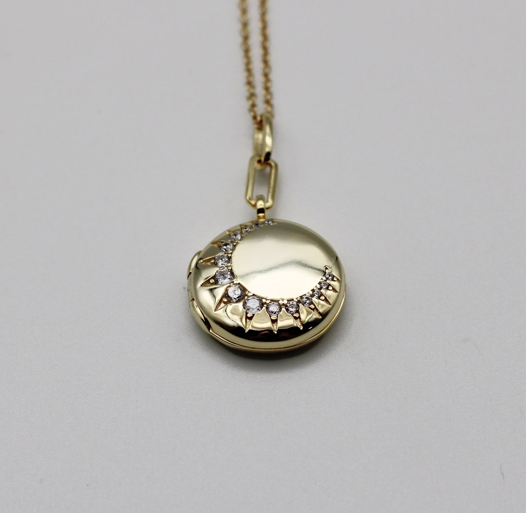 Gold Locket Necklace · Moon Jewelry · Custom Photo Lockets ...