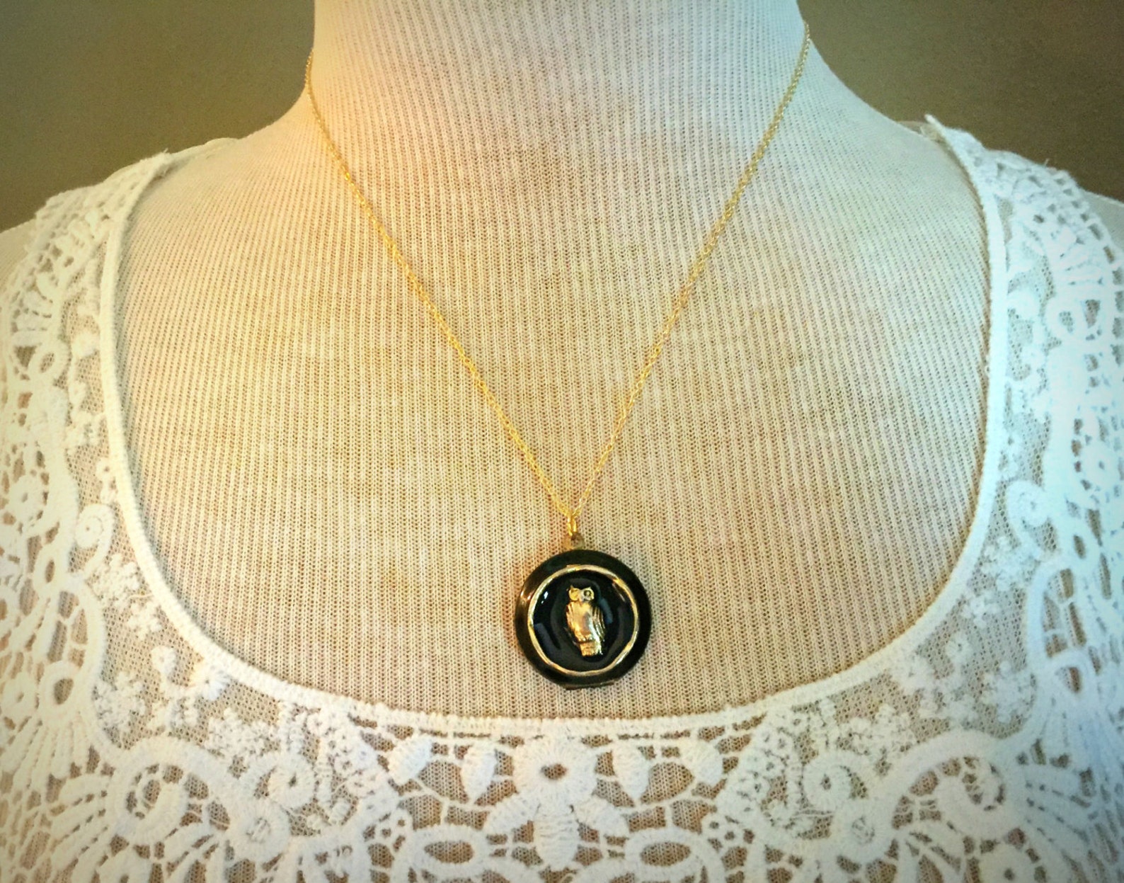 Owl Locket Necklace Vintage Lockets Necklaces Owls Bird | Etsy