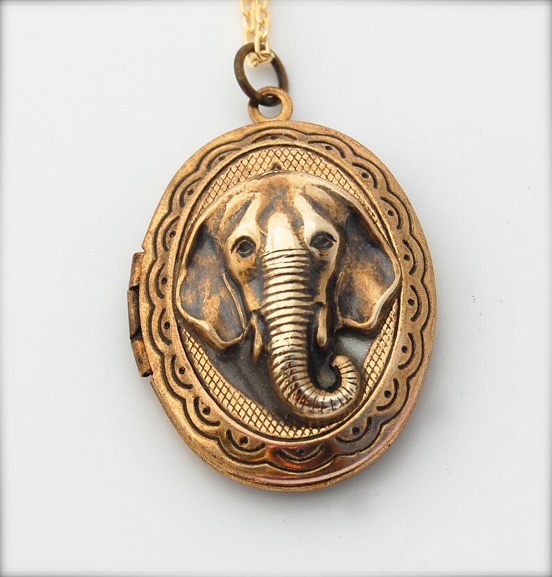 Locket Necklace Elephant Head Mounted Animal Head Jewelry - Etsy