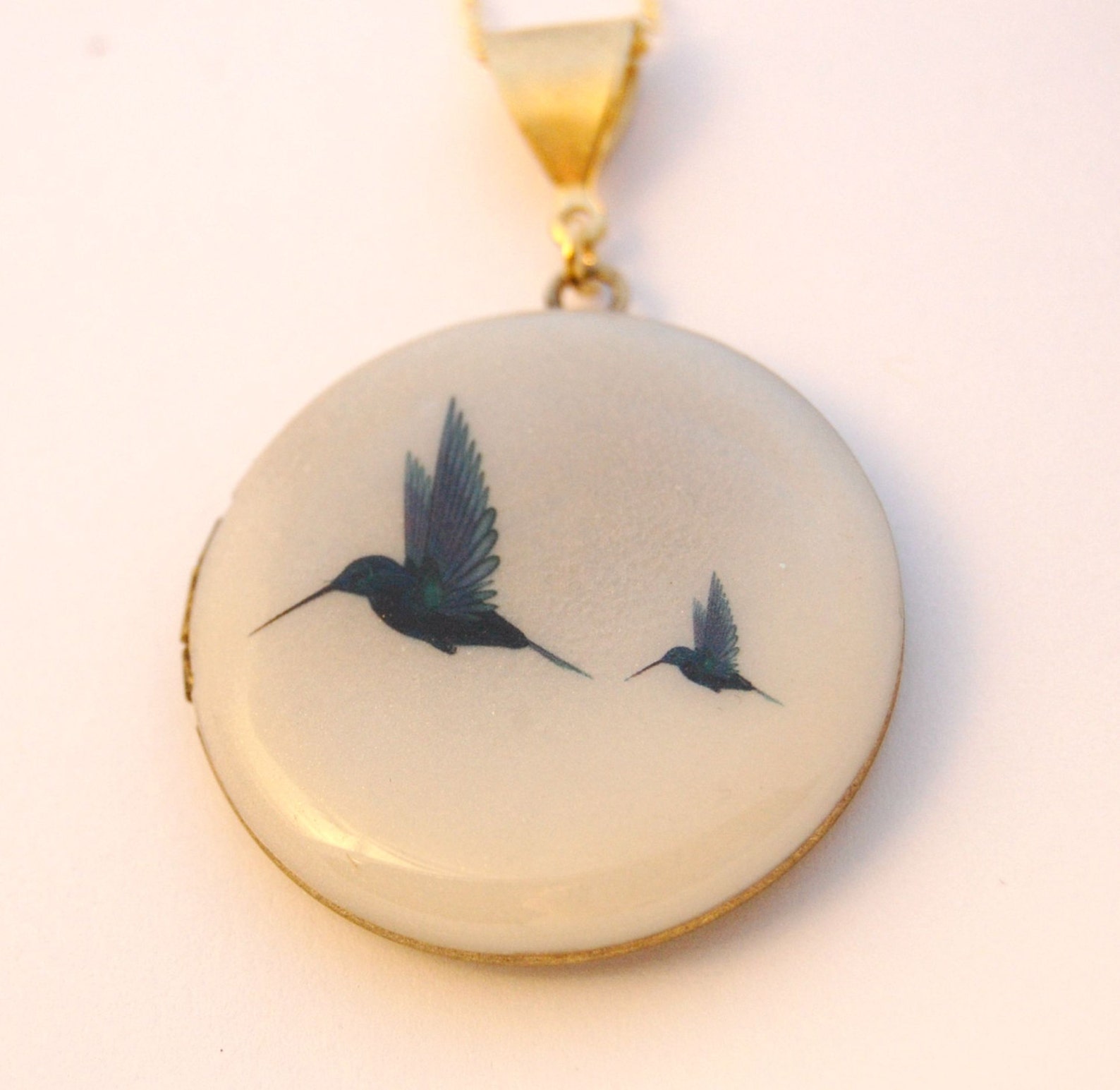 Hummingbird Locket Necklace Birds Feathers Hummingbirds - Etsy