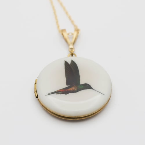 Hummingbird Locket Pendant Necklace - Etsy