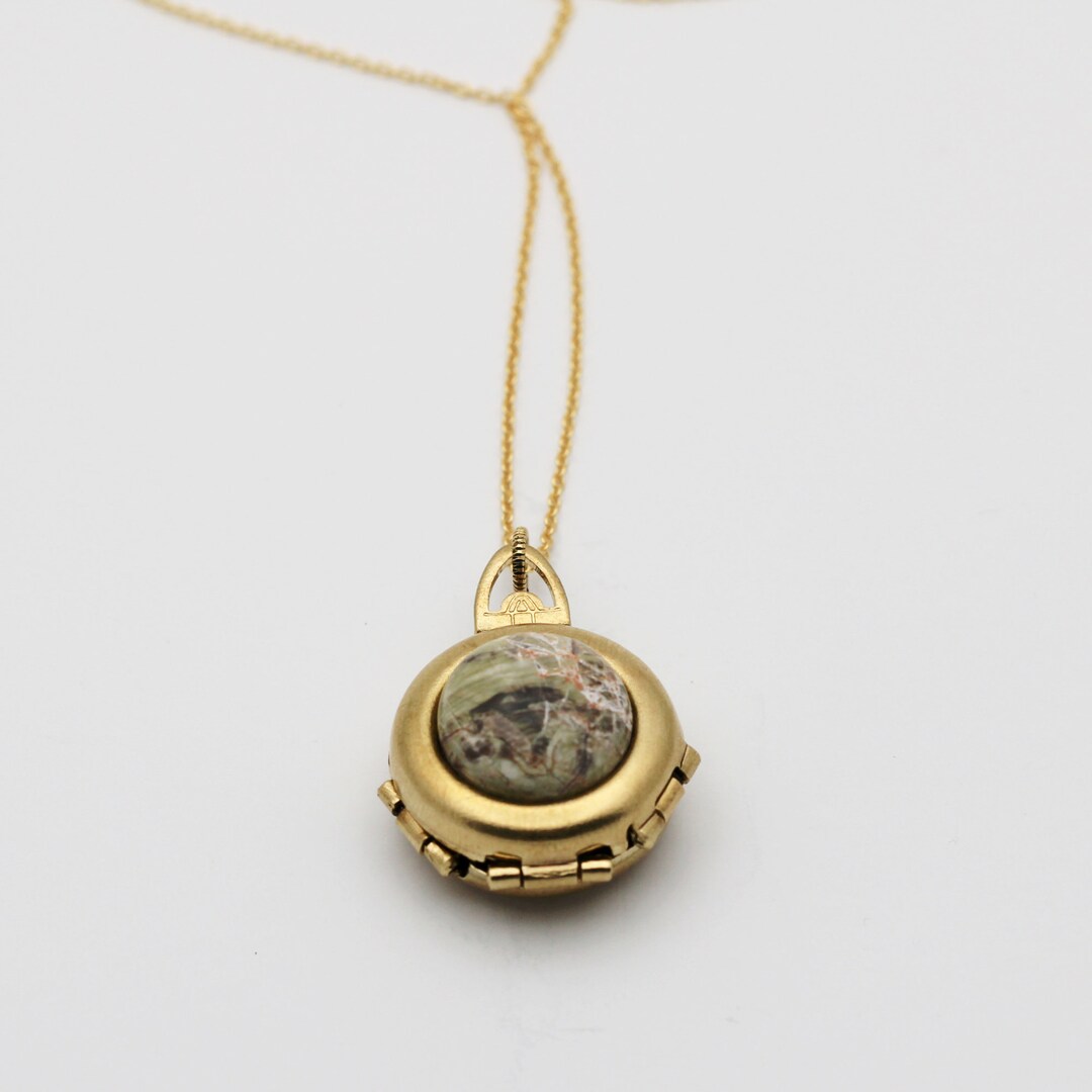 Mushroom Jasper Four-way Locket Necklace Family Album Lockets Mourning ...