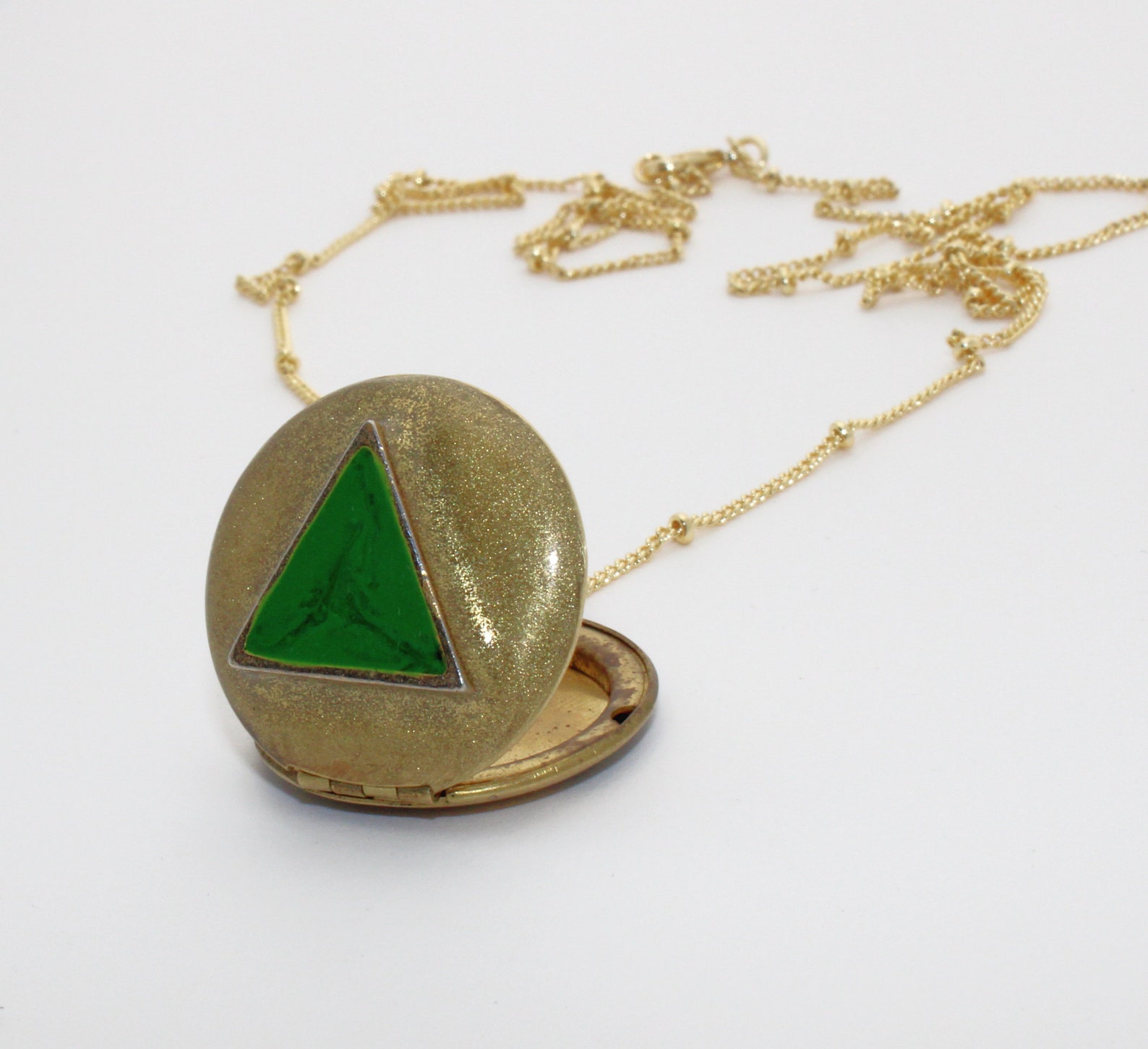 Vintage Locket Necklace Geometric Triangle Shapes Triangles Long ...