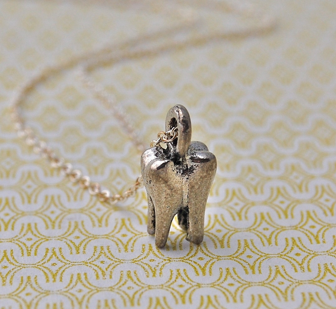Tiny Molar Tooth Miniature Charm Necklace Comes in Silver or Gold ...