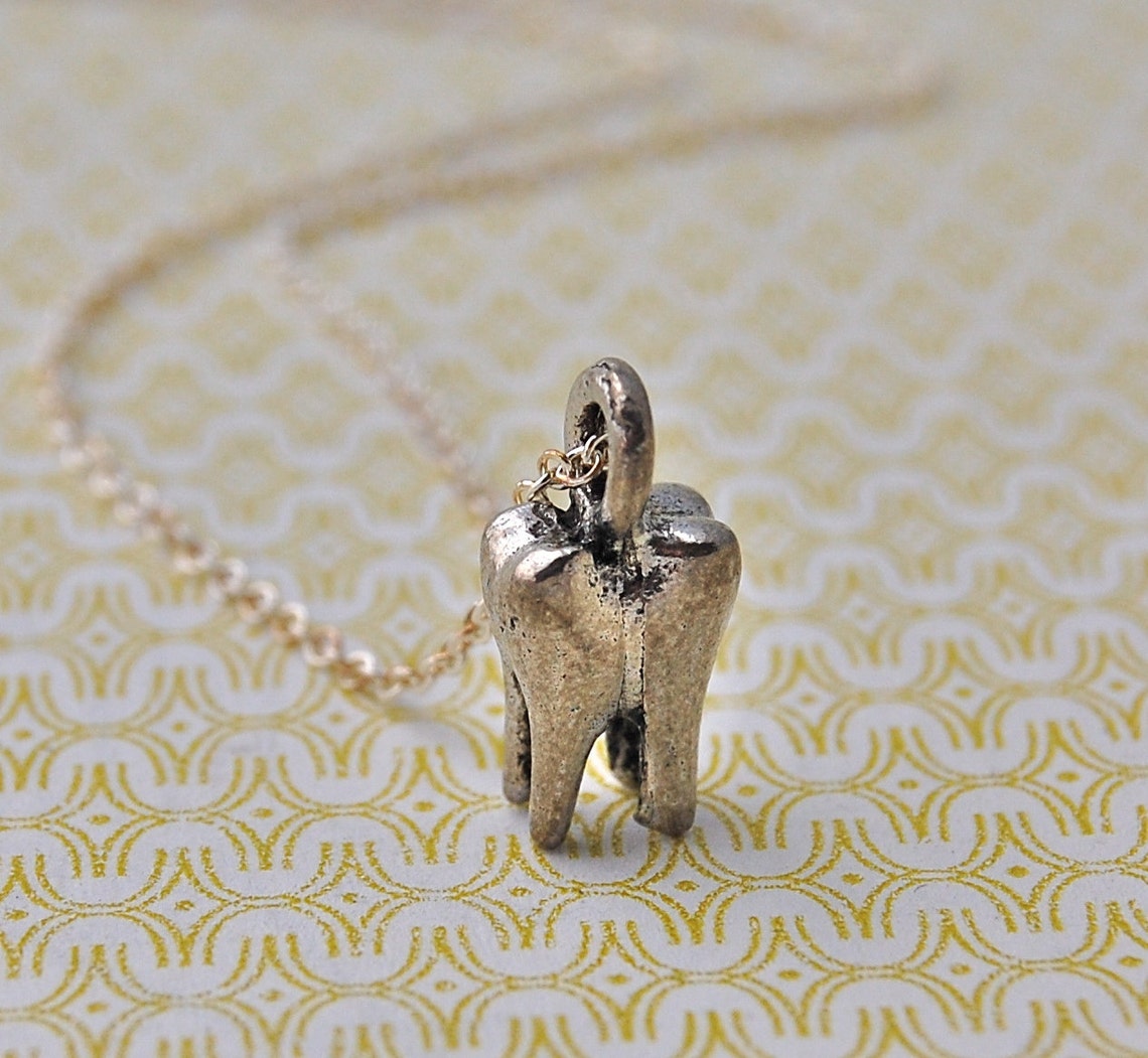 Tiny Molar Tooth Miniature Charm Necklace Comes in Silver or | Etsy