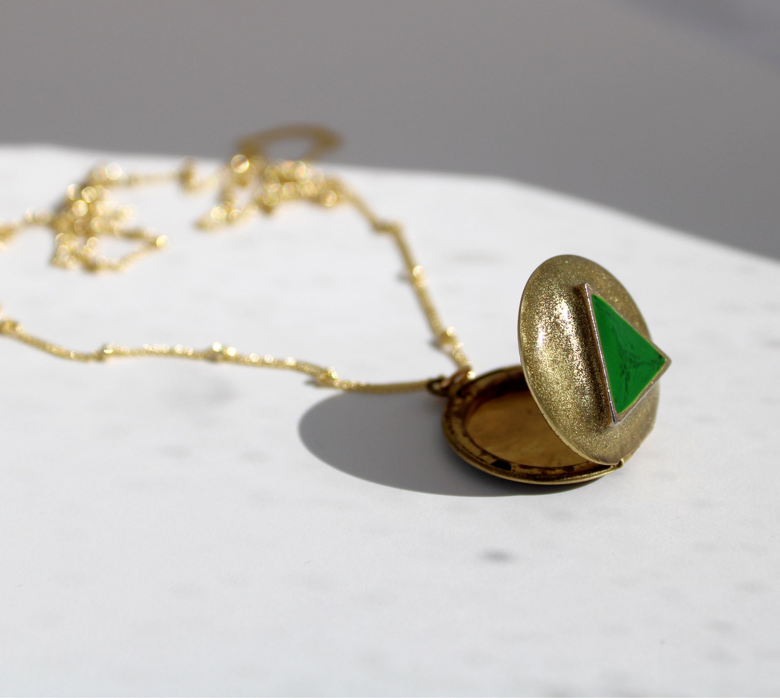 Vintage Locket Necklace Geometric Triangle Shapes Triangles | Etsy