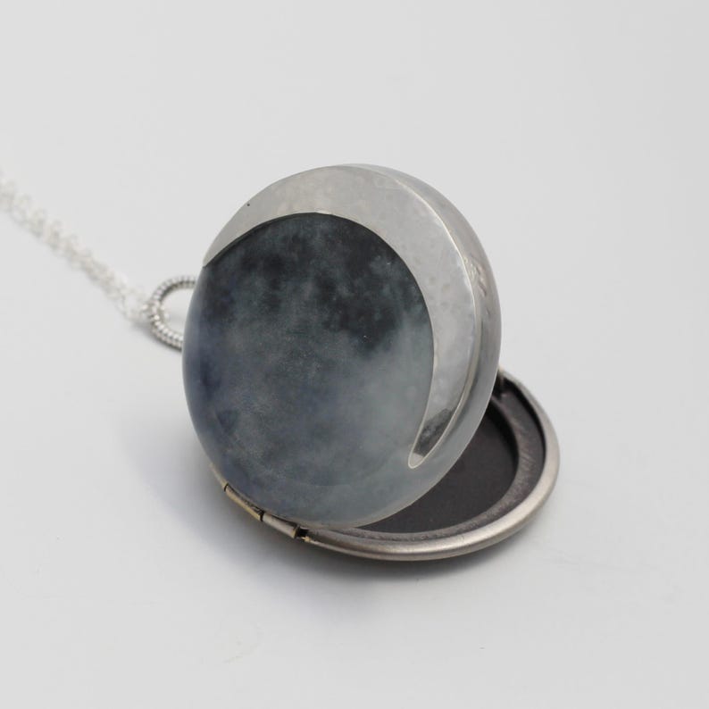 Silver Moon Locket Necklace • Jewelry • Galaxy Lockets • Space Stars ...