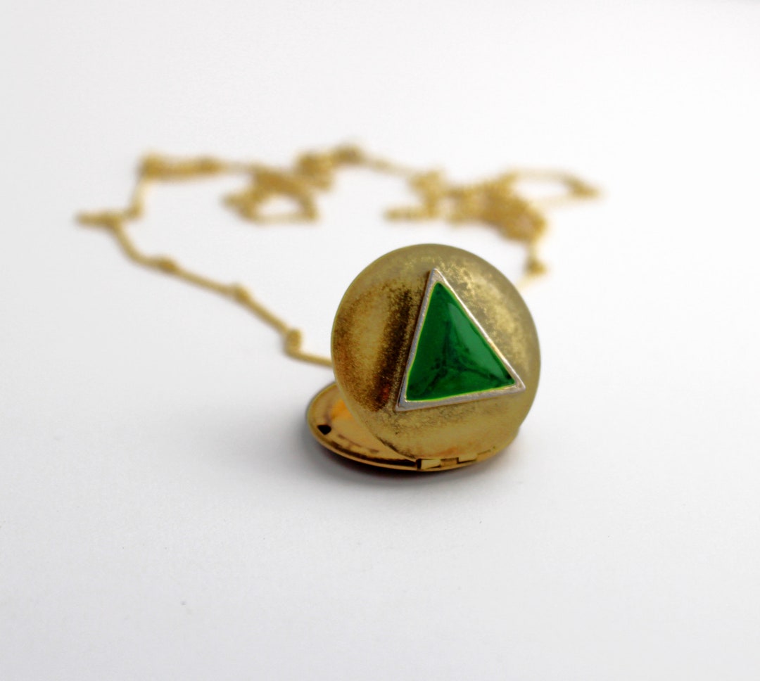 Vintage Locket Necklace Geometric Triangle Shapes Triangles Long ...