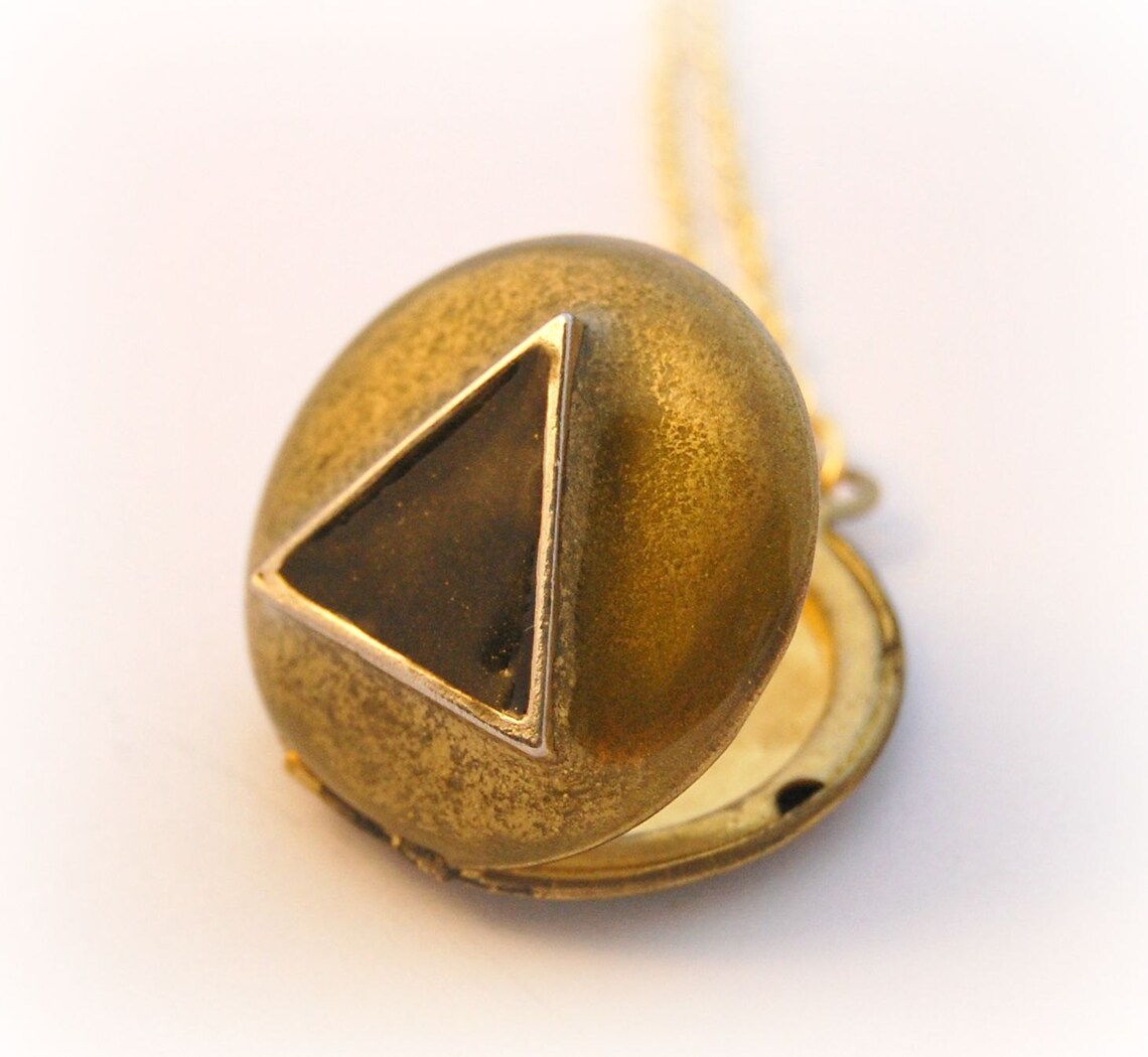 Vintage Locket Necklace Geometric Triangle Shapes Triangles Long ...