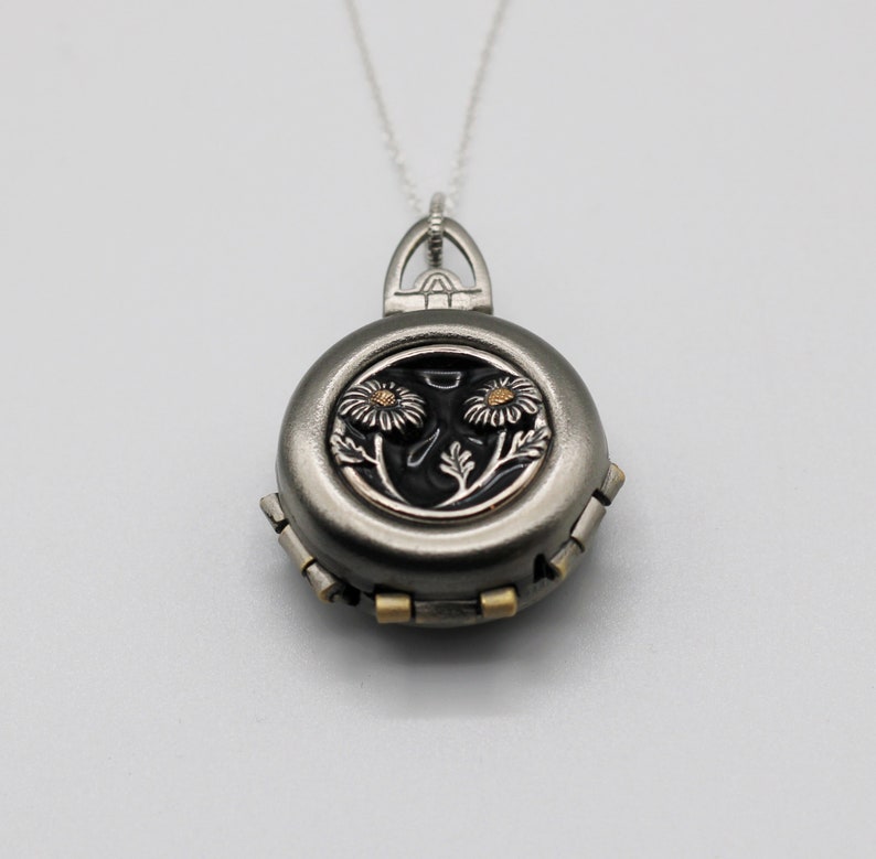 Custom Photo Locket 4 Pictures Sterling Silver Daisy - Etsy