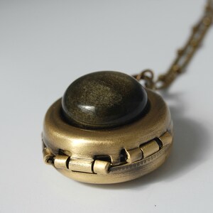 Incredible Four-way Locket Golden Obsidian Necklace Family Album ...