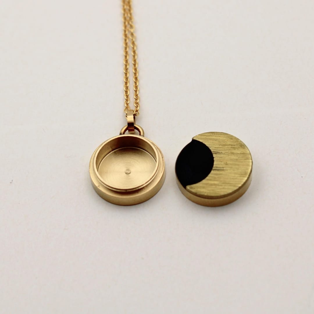 SALE Moon Canister Pendant • Keepsake Container • Pill Box • Solid ...