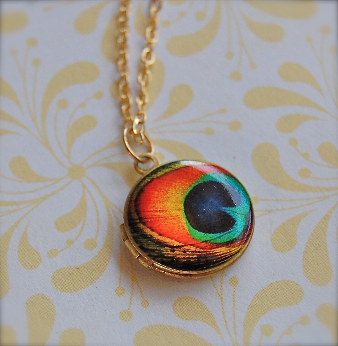 Peacock Feather Locket Necklace · Tiny Lockets · Peacock Jewelry ...