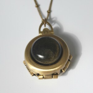Incredible Four-way Locket Golden Obsidian Necklace Family Album ...