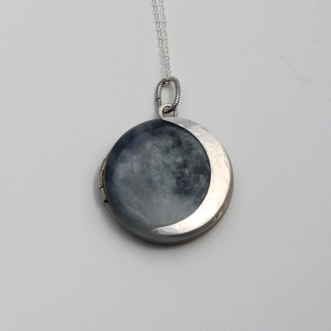 Silver Moon Locket Necklace • Jewelry • Galaxy Lockets • Space Stars ...