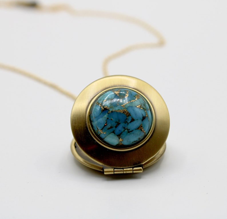 Locket Necklace Turquoise Personalized Jewelry Lockets | Etsy