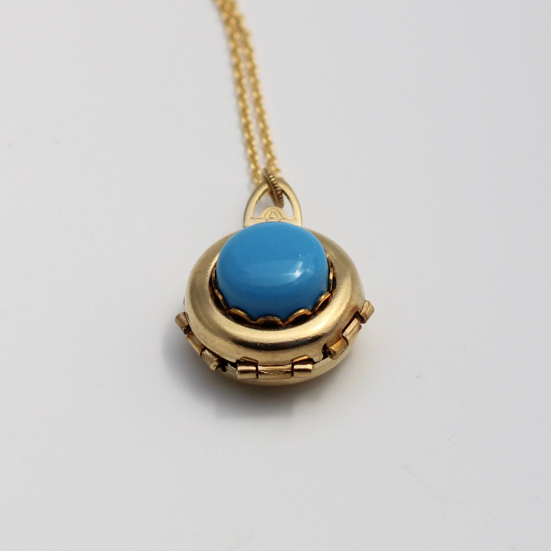 Turquoise Locket Necklace • 4 Photo Lockets • Necklaces • Unique Photos ...