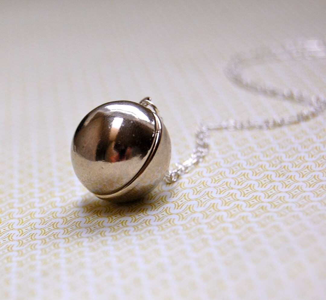 Silver Ball Locket Necklace · Custom Photo Lockets · Personalized ...