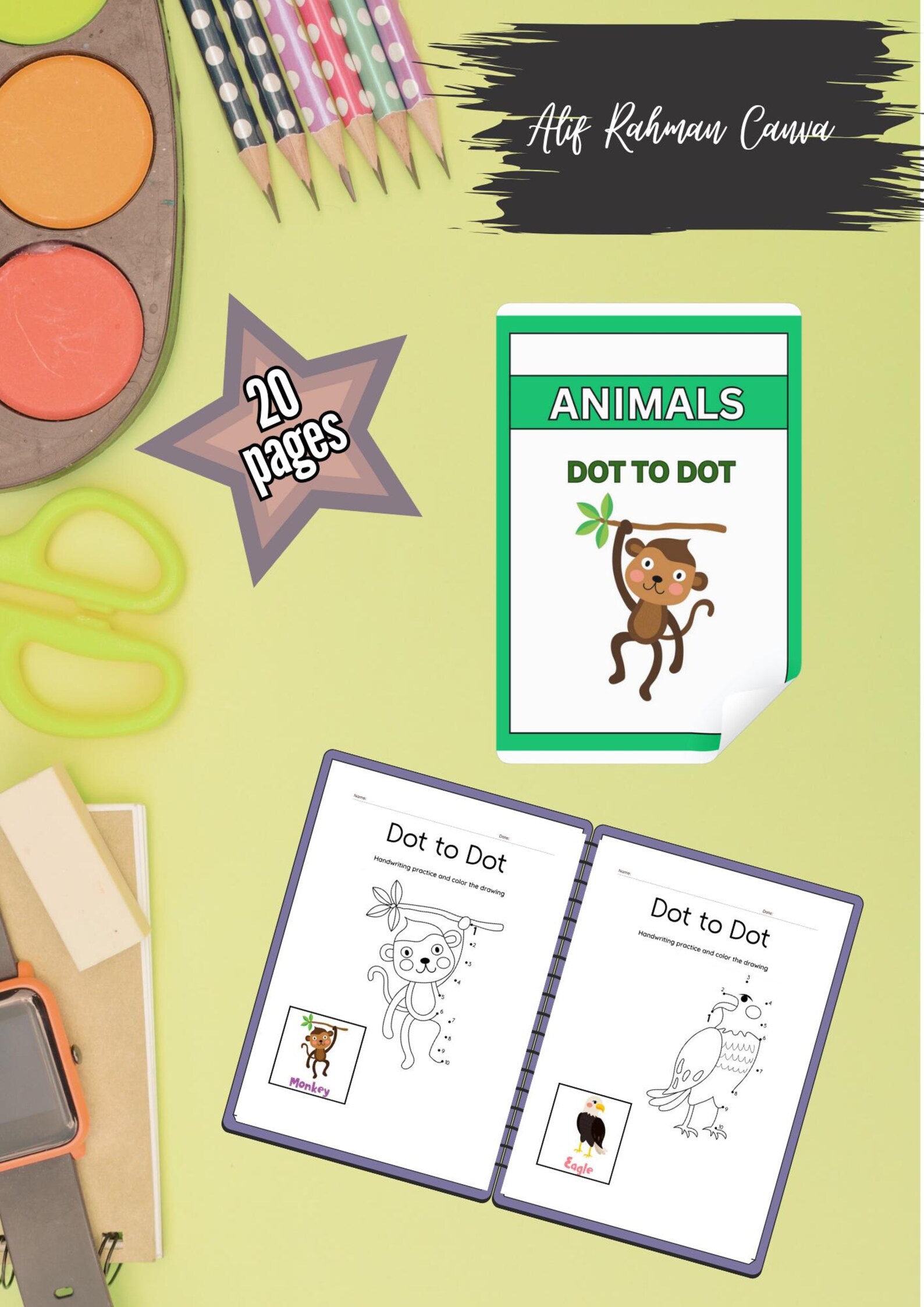 Fun Kids Dot to Dot Creative Learning Books Animals Dot to Dot Early ...