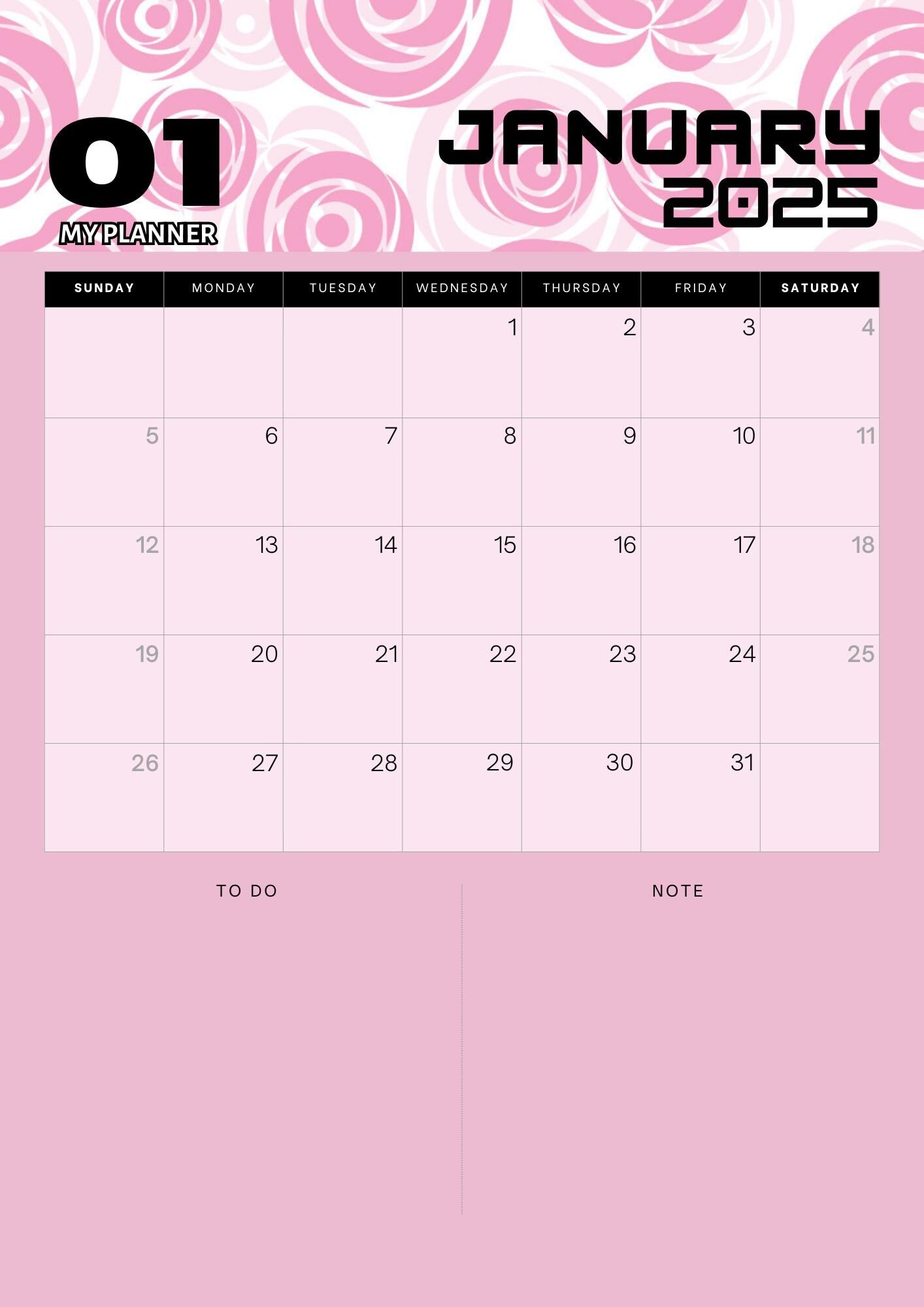 Pink Calendar Planner 2025 A4 Size - Etsy