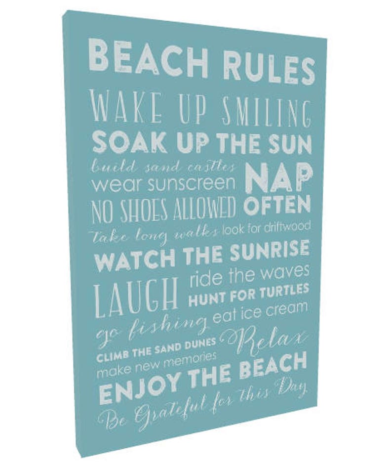 Beach Rules Canvas Wrap - Beach House Rules - Ocean Rules - Lake House ...