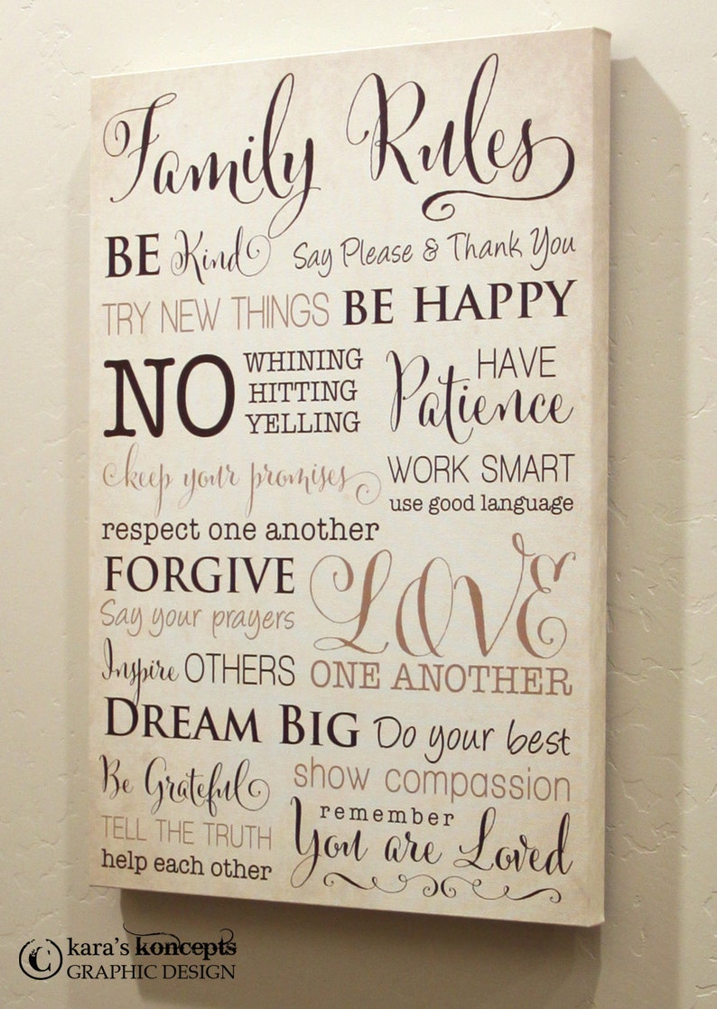 16x24 Family Rules Canvas Wrap Gallery Wrap Sign - Etsy