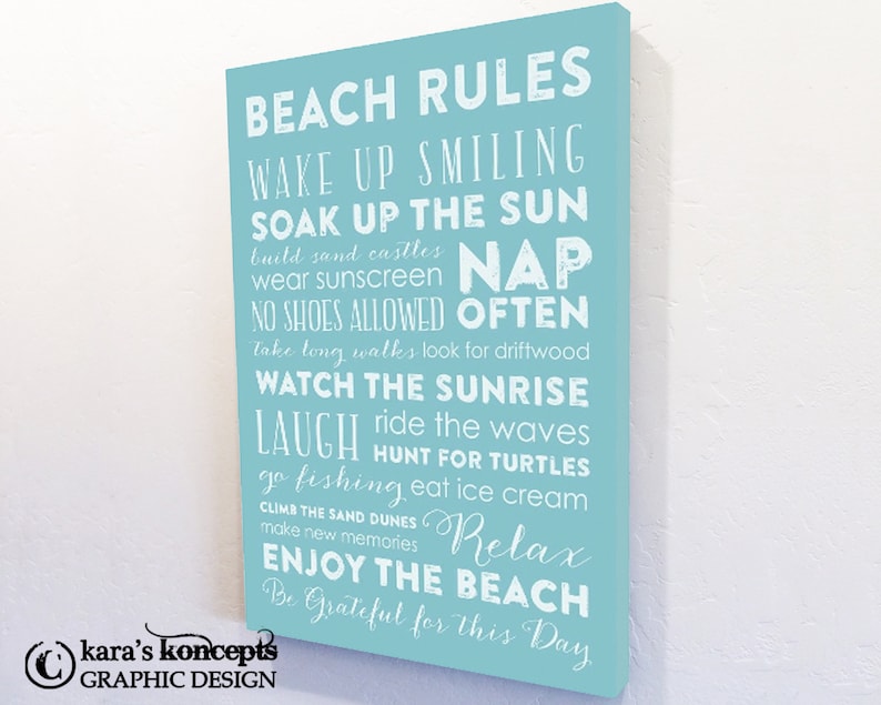 Beach Rules Canvas Wrap Beach House Rules Ocean Rules - Etsy