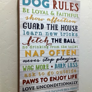 Dog Rules Canvas Wrap - Dog House Rules - Dog Sign - Doghouse Sign - Etsy
