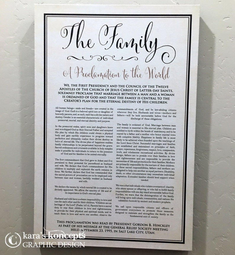 LDS Family Proclamation to the World Canvas Wrap Sign | Etsy