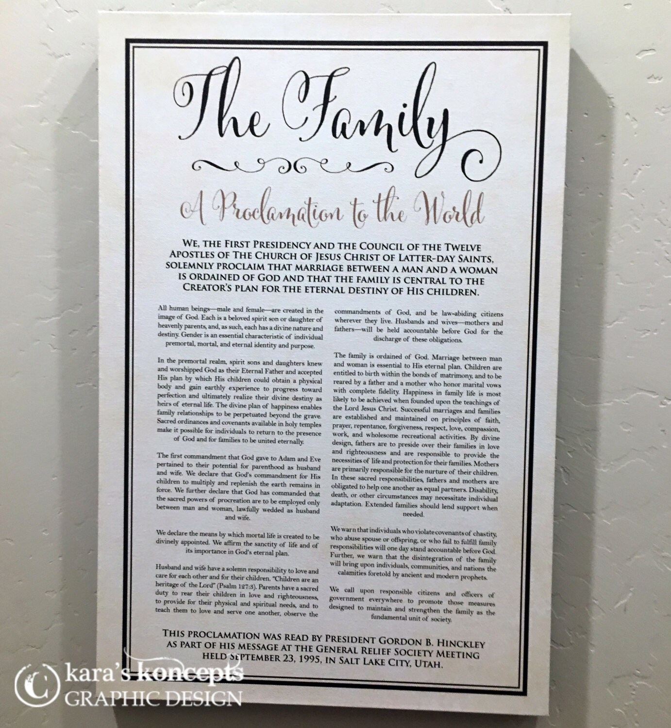LDS Family Proclamation to the World Canvas Wrap Sign | Etsy