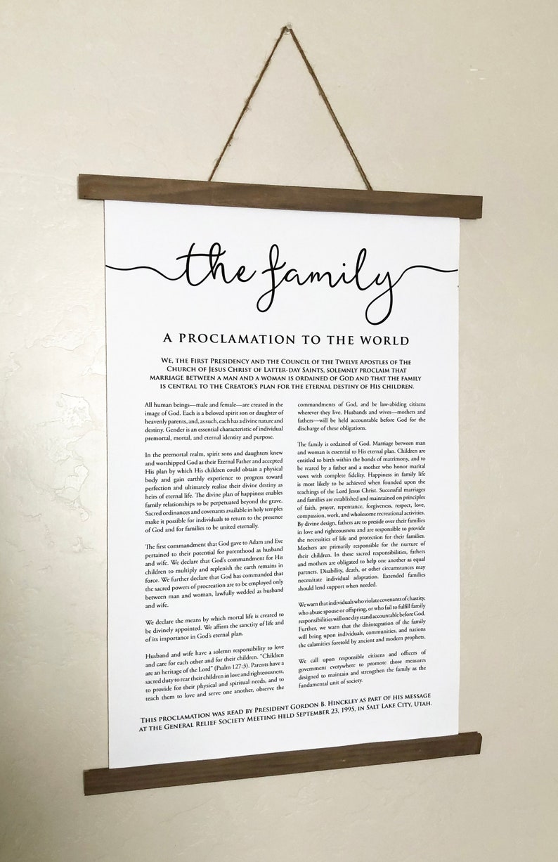 LDS the Family Proclamation - A Proclamation to the World - LDS Art ...
