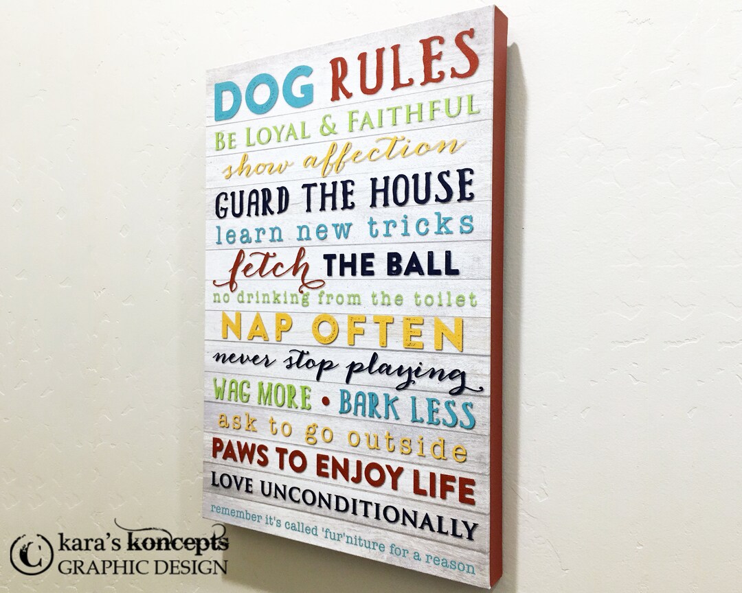 Dog Rules Canvas Wrap - Dog House Rules - Dog Sign - Doghouse Sign - Etsy