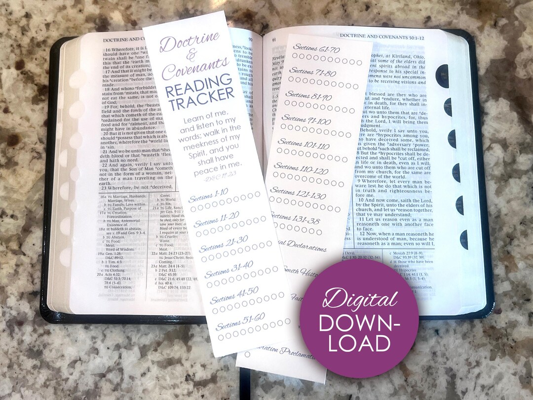 Doctrine & Covenants Reading Tracker Bookmarks - Digital Download ...