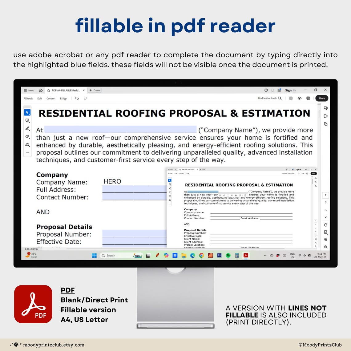 Residential Roofing Proposal Template Roofing Estimate Form Printable ...