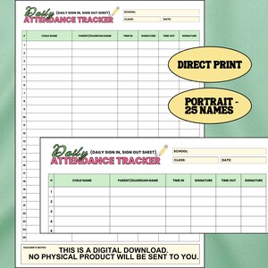Homeschool Attendance Log Printable Daily Attendance Tracker School ...