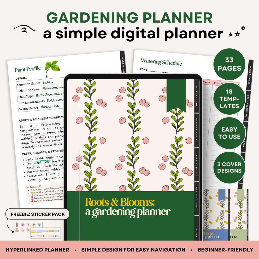 Digital Garden Planner Gardening Planner Undated Digital Planner ...