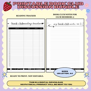 Book Club Discussion Guide Bundle, Printable Book Review, Book Club ...