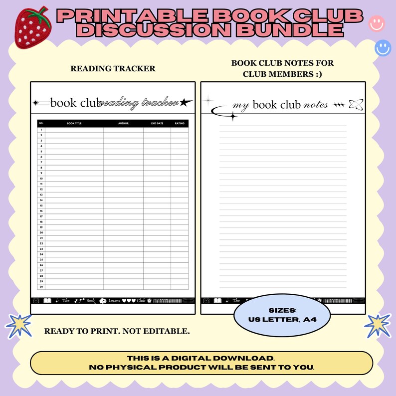 Book Club Discussion Guide Bundle, Printable Book Review, Book Club ...