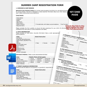 Kids Summer Camp Registration Form Template Printable Summer Camp Sign ...