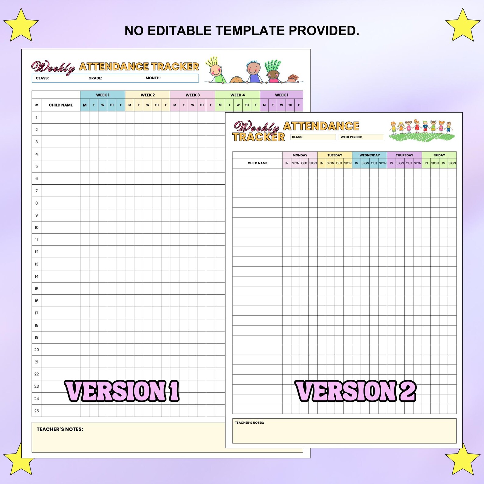 Homeschool Attendance Log Printable Weekly Attendance Tracker School ...