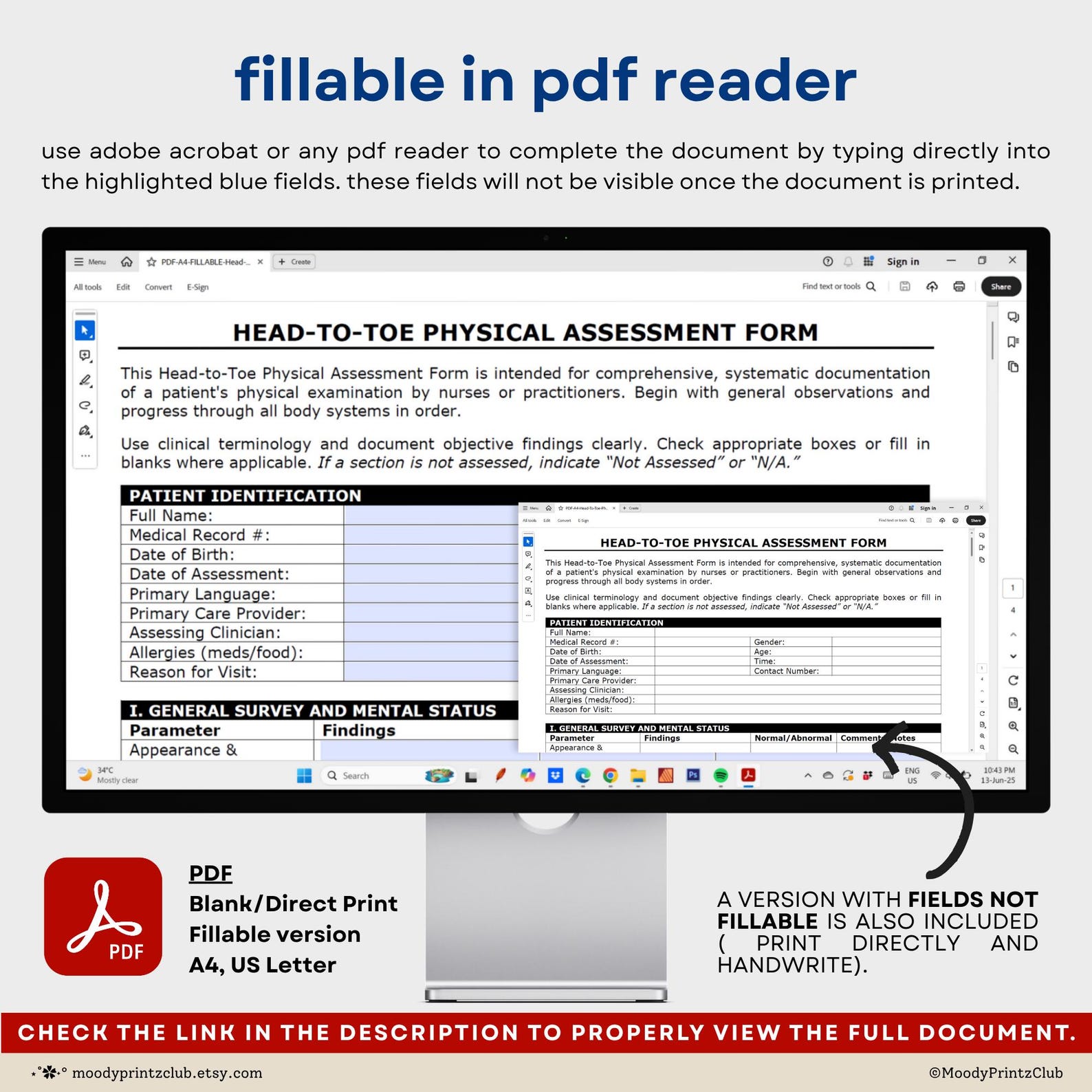 Head to Toe Physical Assessment Template Patient Assessment Form Nurse ...