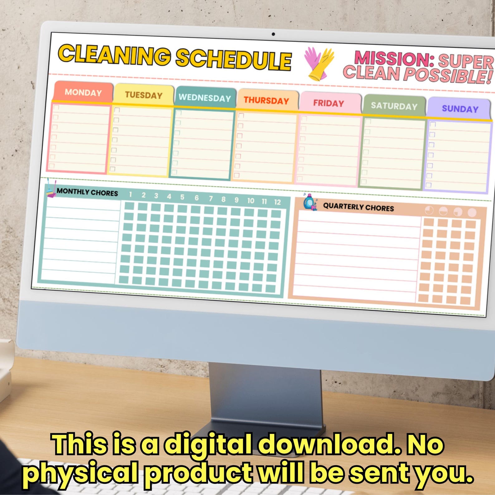 Editable House Cleaning Schedule Cleaning Planner Weekly Monthly Yearly ...