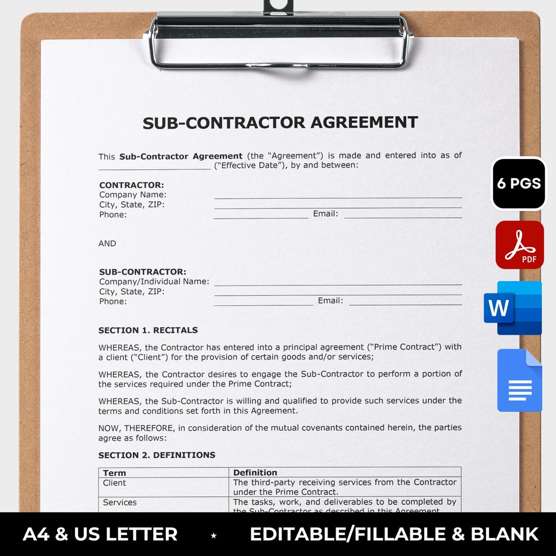 Subcontractor Agreement Template Independent Contractor Agreement ...