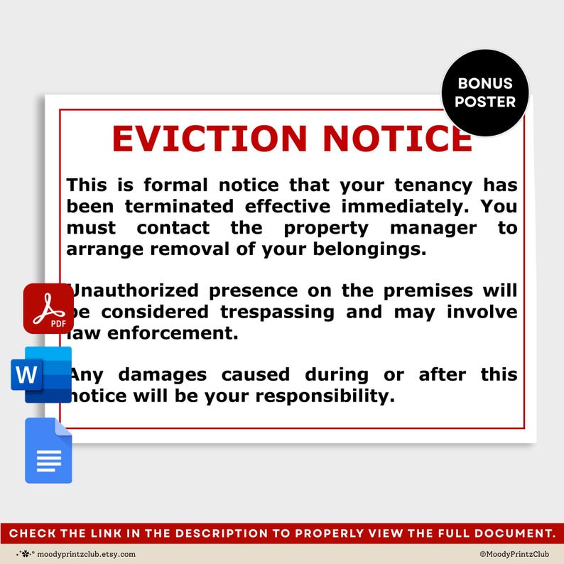 Eviction Notice Letter Template, Printable Landlord Eviction Letter ...