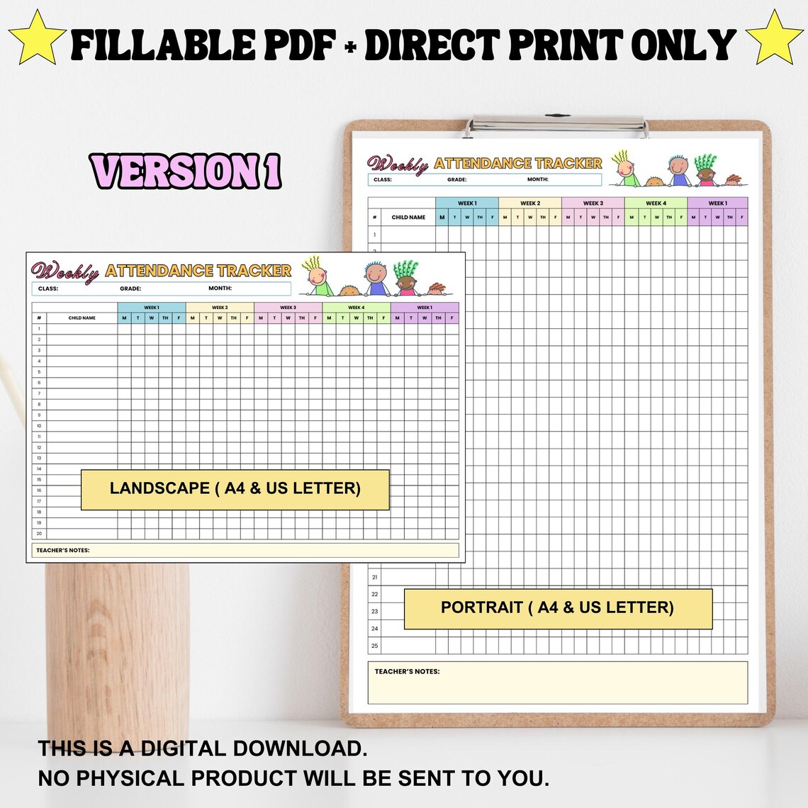 Homeschool Attendance Log Printable Weekly Attendance Tracker School ...