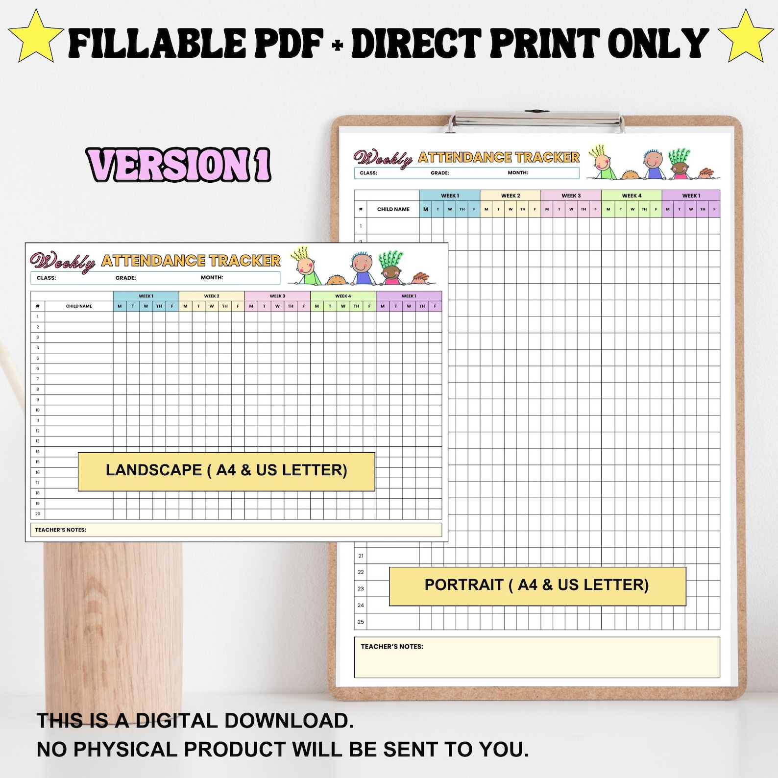 Homeschool Attendance Log Printable Weekly Attendance Tracker School ...