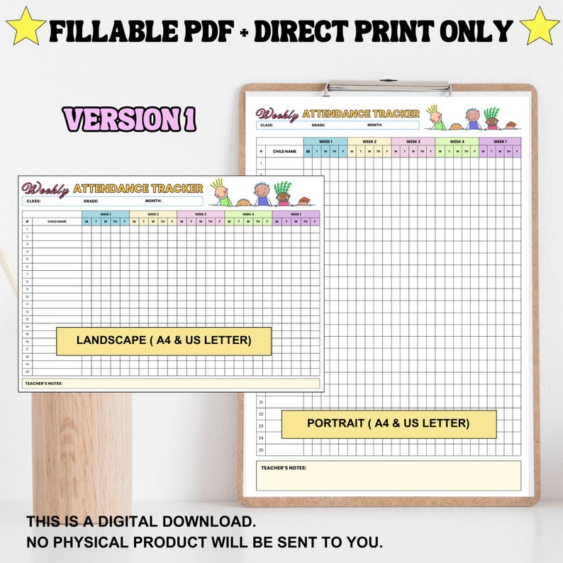 Homeschool Attendance Log Printable Weekly Attendance Tracker School ...