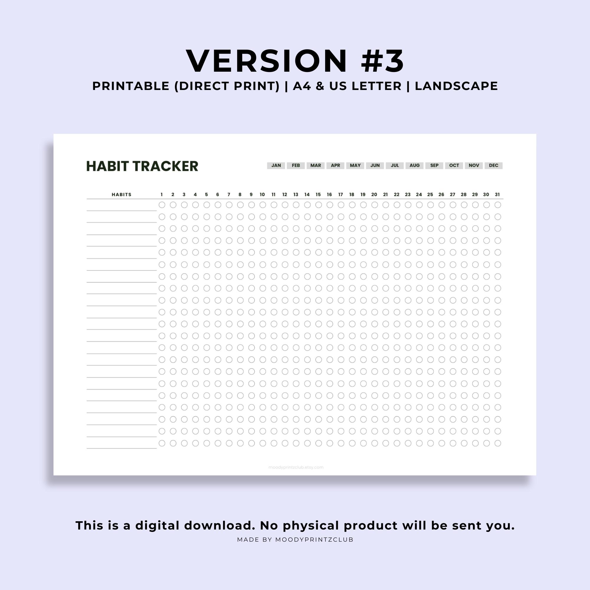 Monthly Habit Tracker Printable Habit Tracker Template Routine Tracker ...
