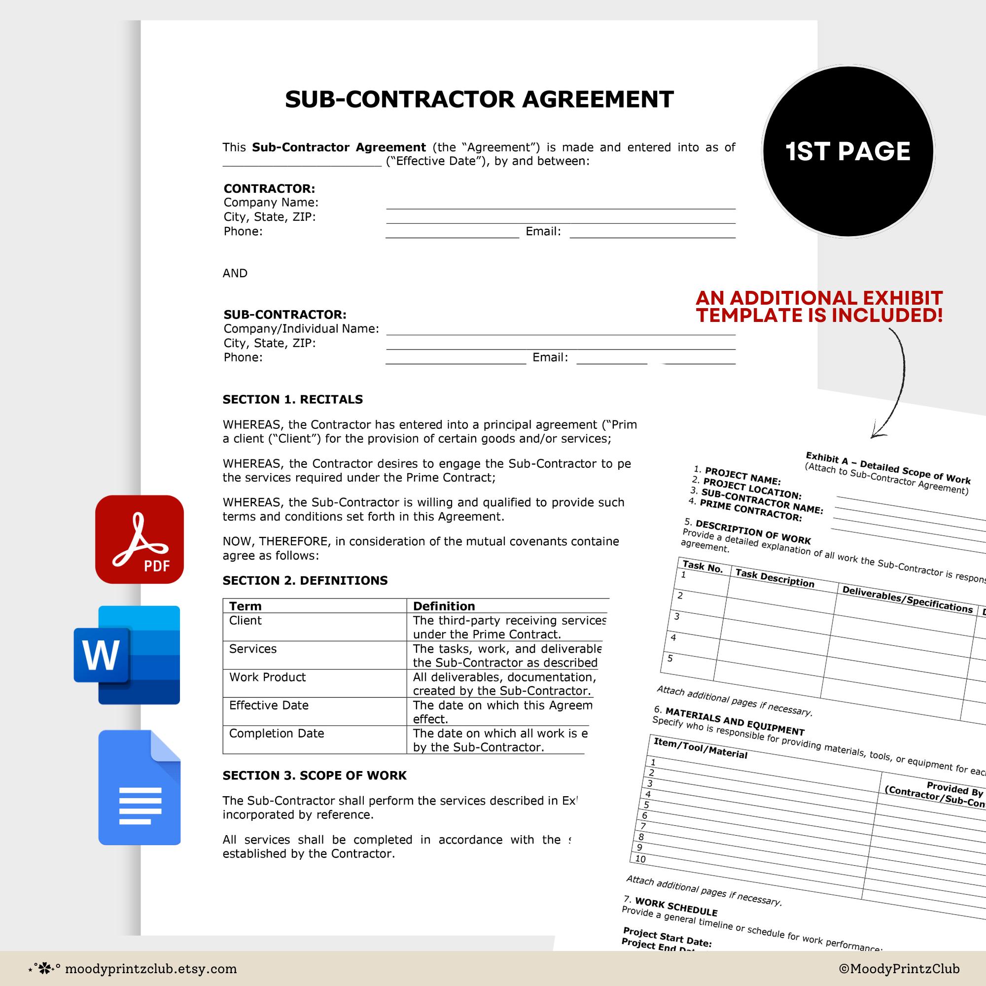 Subcontractor Agreement Template Independent Contractor Agreement ...